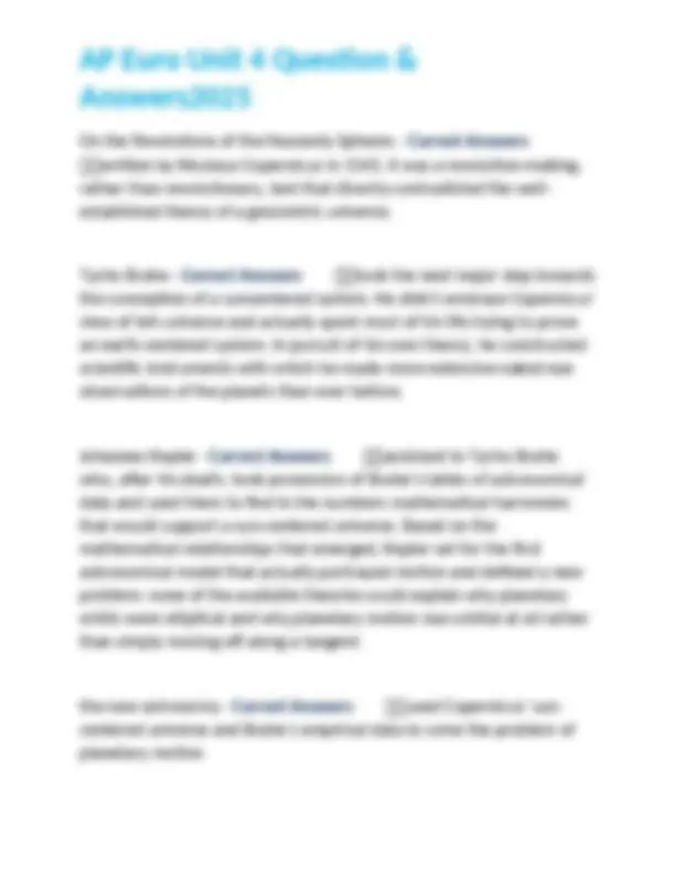 AP Euro Unit 4 Question & Answers2025 | Exams Nursing | Docsity