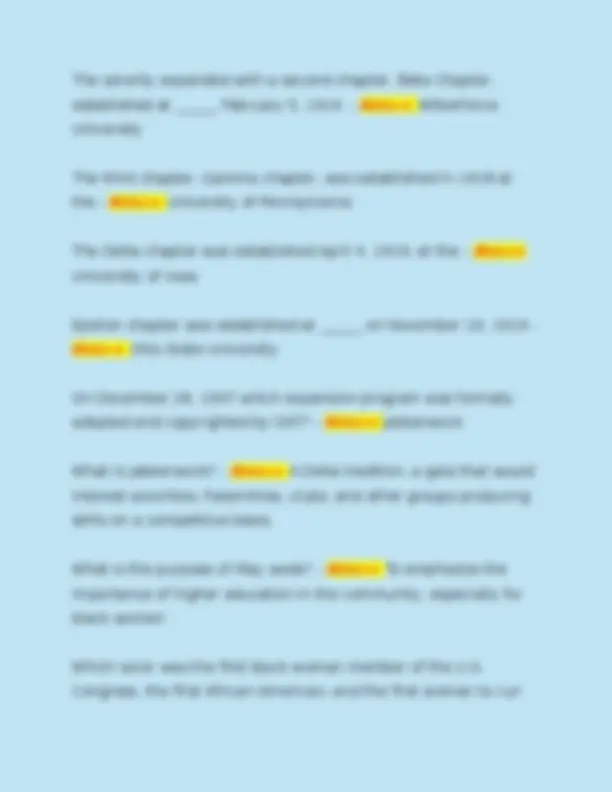 Delta Sigma Theta Facts test with verified answers. What was the date ...