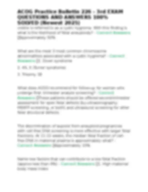 ACOG Practice Bulletin 226: Fetal Aneuploidy Screening - Exam Questions ...