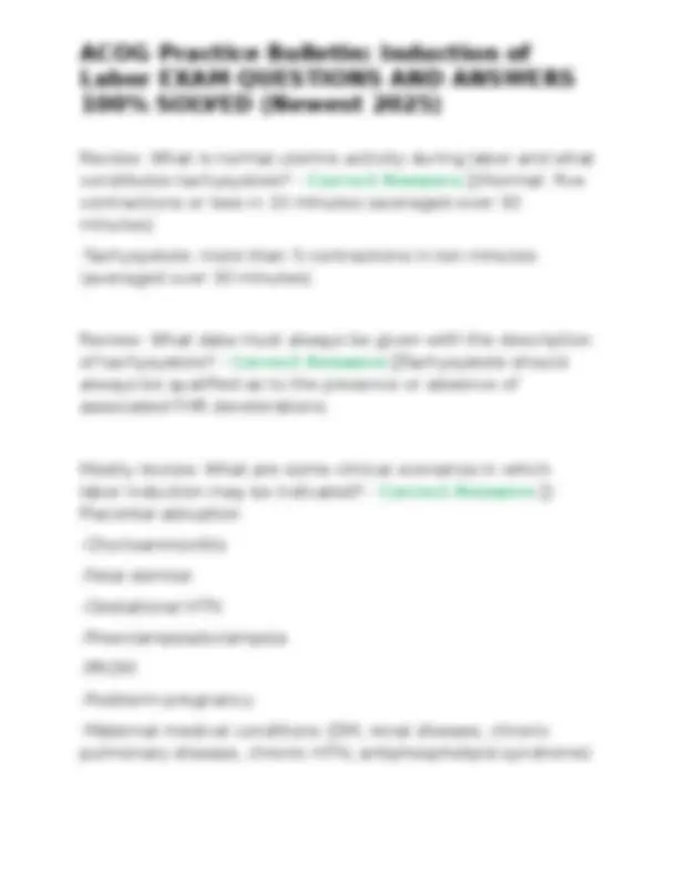 ACOG Practice Bulletin: Induction of Labor - Exam Questions and Answers ...