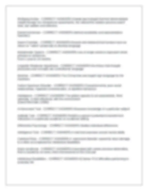 Psychology Exam 3 Questions and Answers: Cognitive Psychology, Language ...