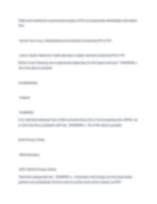 HIPAA and Privacy Act Training - JKO Exam Questions and Answers | Exams Nursing | Docsity