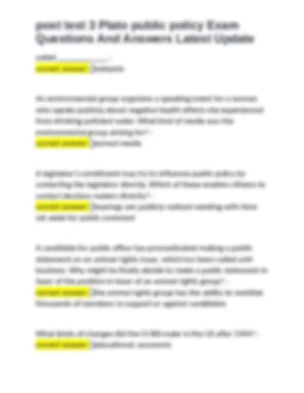 Public Policy Exam Questions and Answers | Exams Public Policy | Docsity