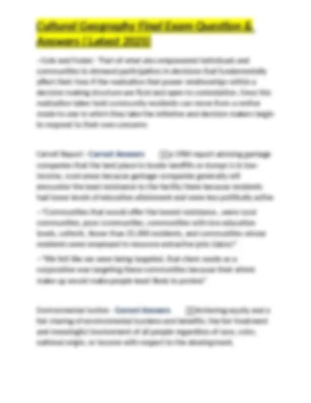 Cultural Geography Final Exam Questions and Answers | Exams Historical ...
