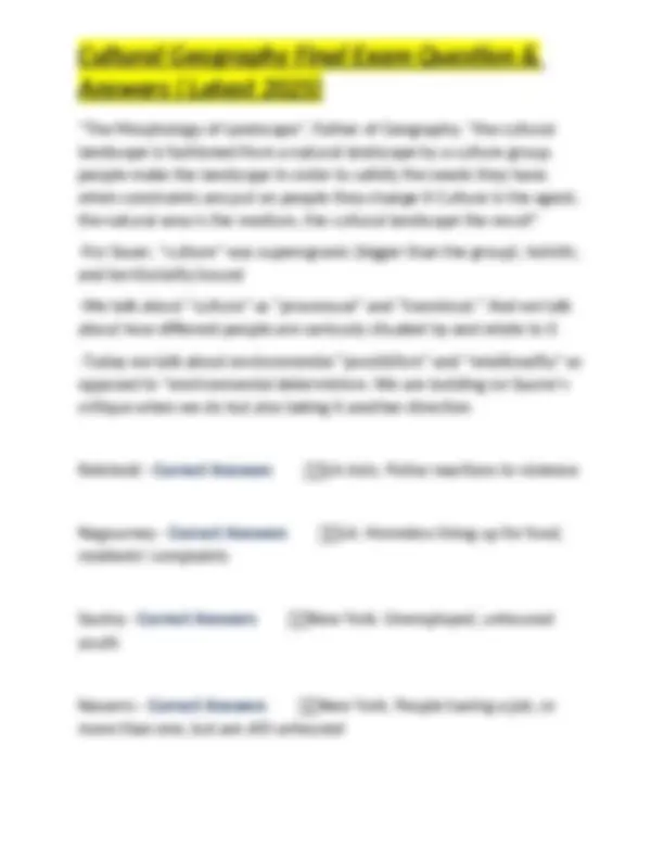 Cultural Geography Final Exam Questions and Answers | Exams Historical ...