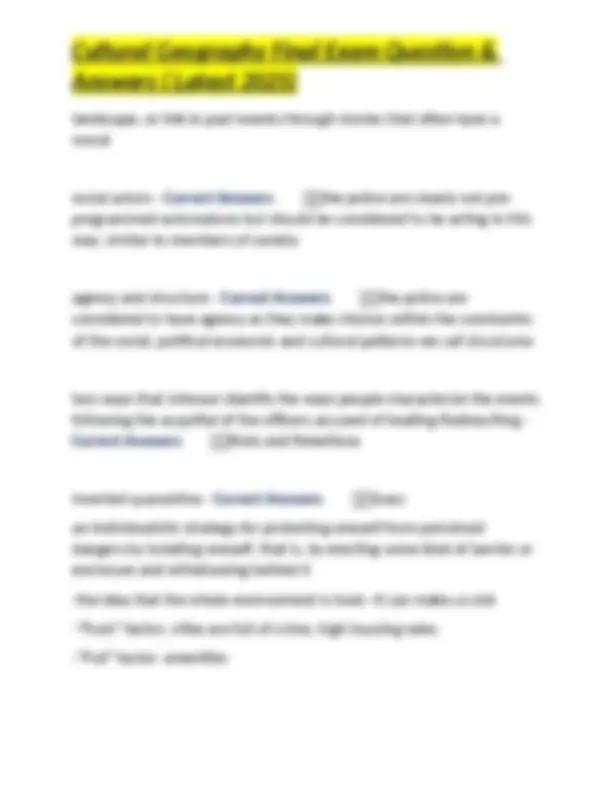 Cultural Geography Final Exam Questions and Answers | Exams Historical ...