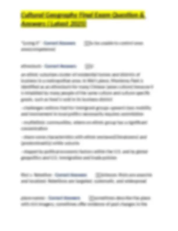 Cultural Geography Final Exam Questions and Answers | Exams Historical ...