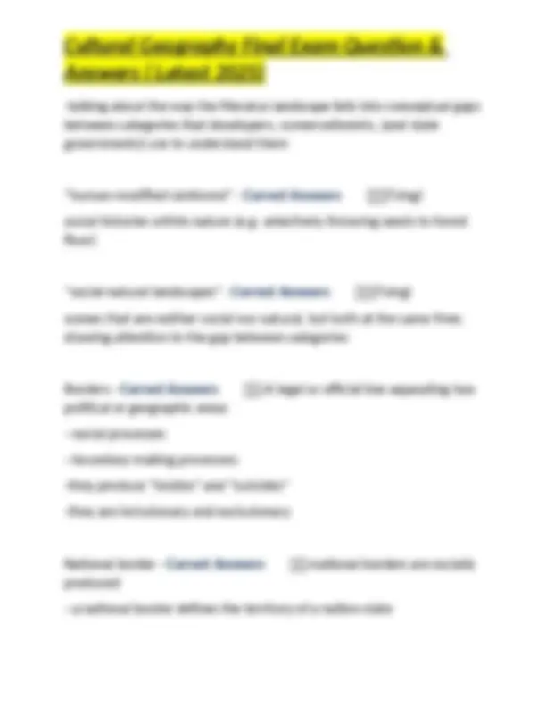 Cultural Geography Final Exam Questions and Answers | Exams Historical ...