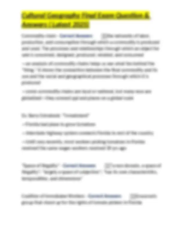 Cultural Geography Final Exam Questions and Answers | Exams Historical ...