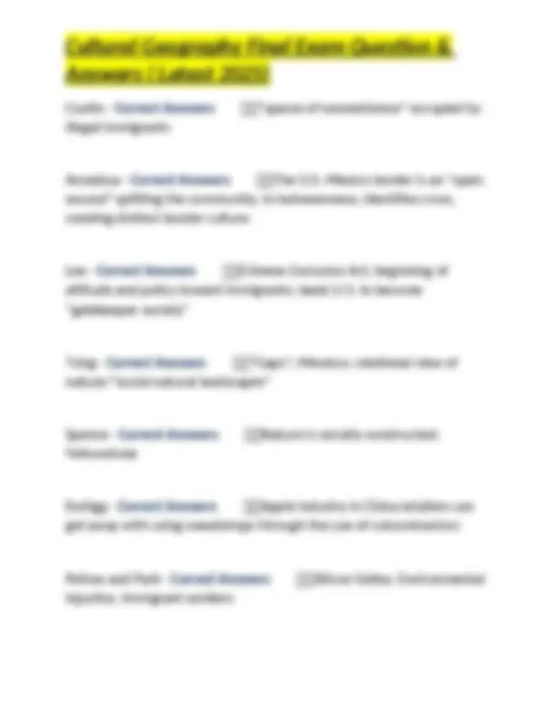 Cultural Geography Final Exam Questions and Answers | Exams Historical ...