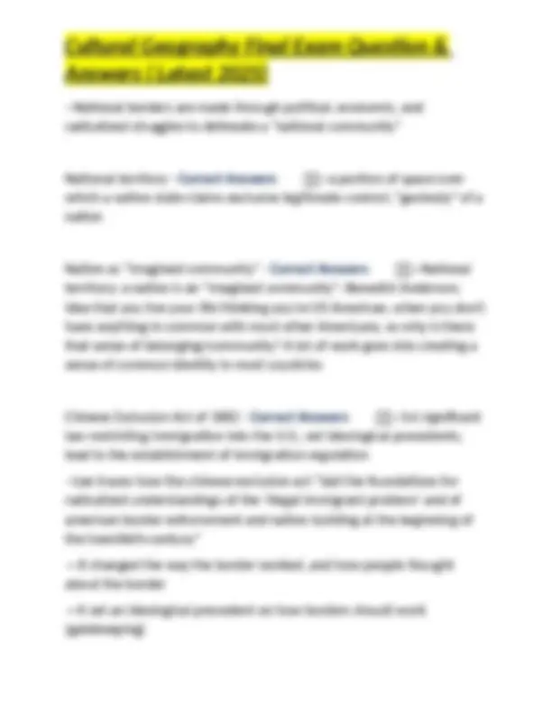 Cultural Geography Final Exam Questions and Answers | Exams Historical ...