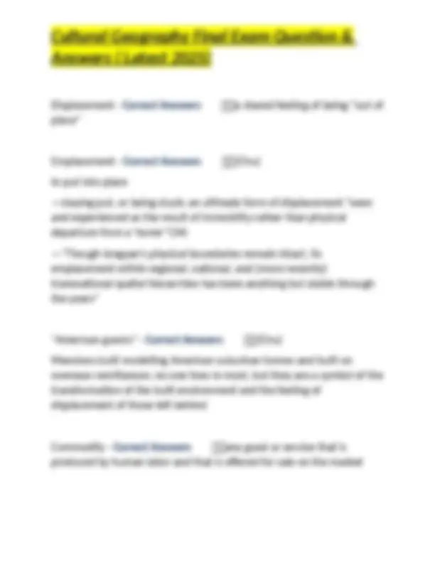Cultural Geography Final Exam Questions and Answers | Exams Historical ...
