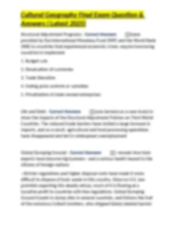 Cultural Geography Final Exam Questions and Answers | Exams Historical ...
