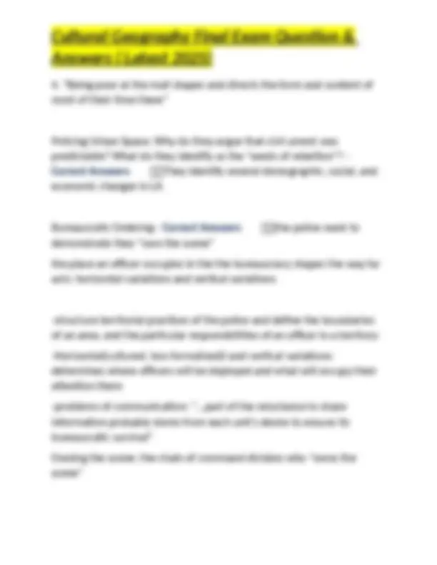 Cultural Geography Final Exam Questions and Answers | Exams Historical ...