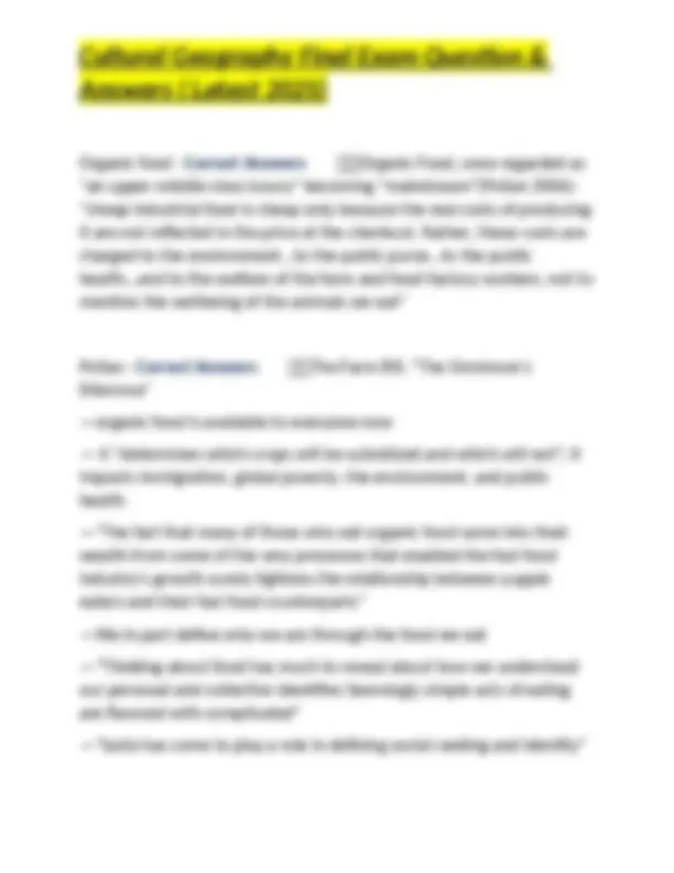 Cultural Geography Final Exam Questions and Answers | Exams Historical ...