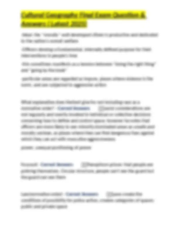 Cultural Geography Final Exam Questions and Answers | Exams Historical ...