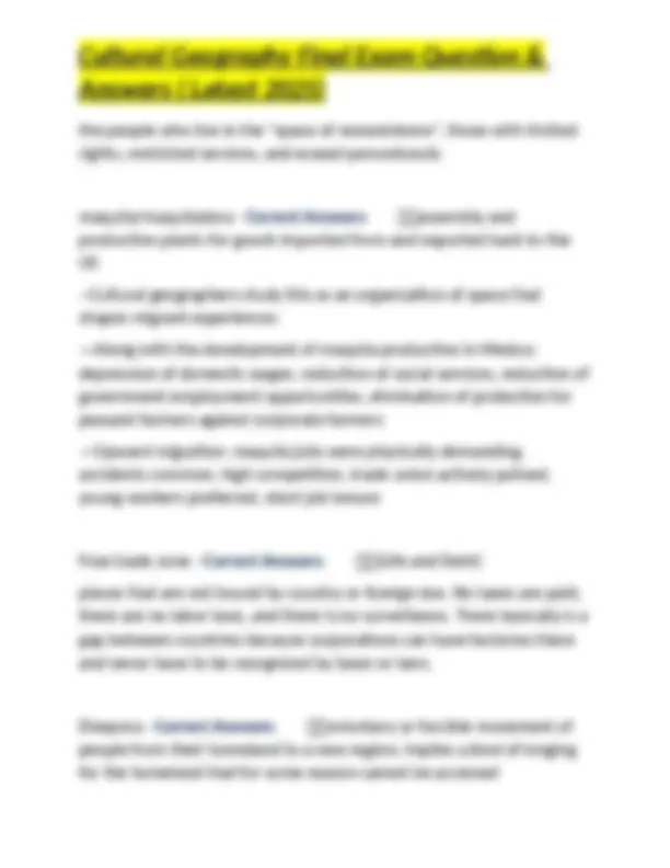 Cultural Geography Final Exam Questions and Answers | Exams Historical ...