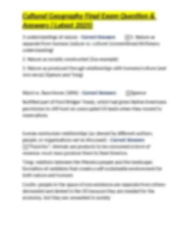 Cultural Geography Final Exam Questions and Answers | Exams Historical ...