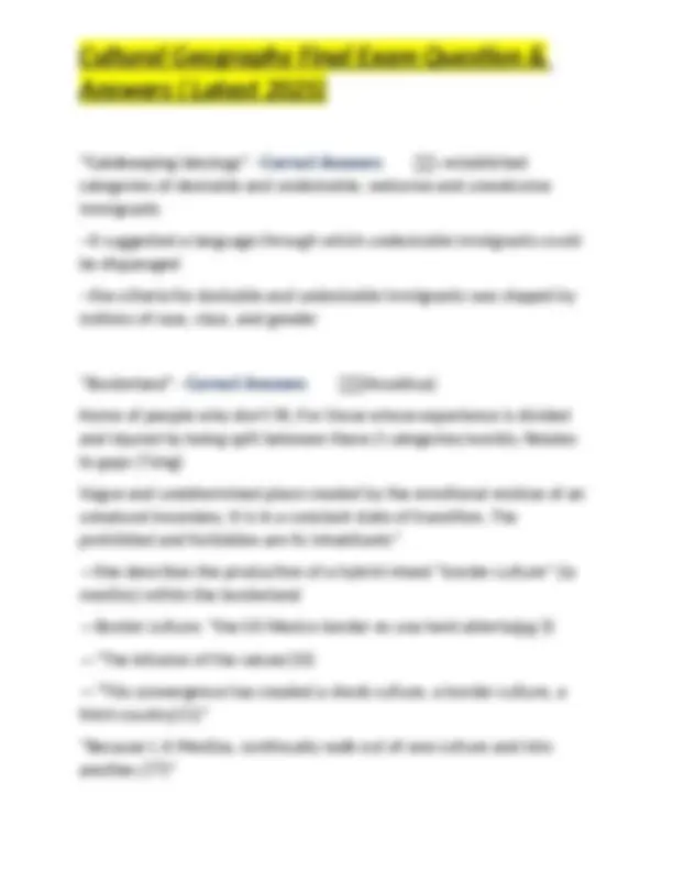 Cultural Geography Final Exam Questions and Answers | Exams Historical ...