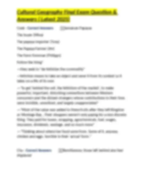 Cultural Geography Final Exam Questions and Answers | Exams Historical ...