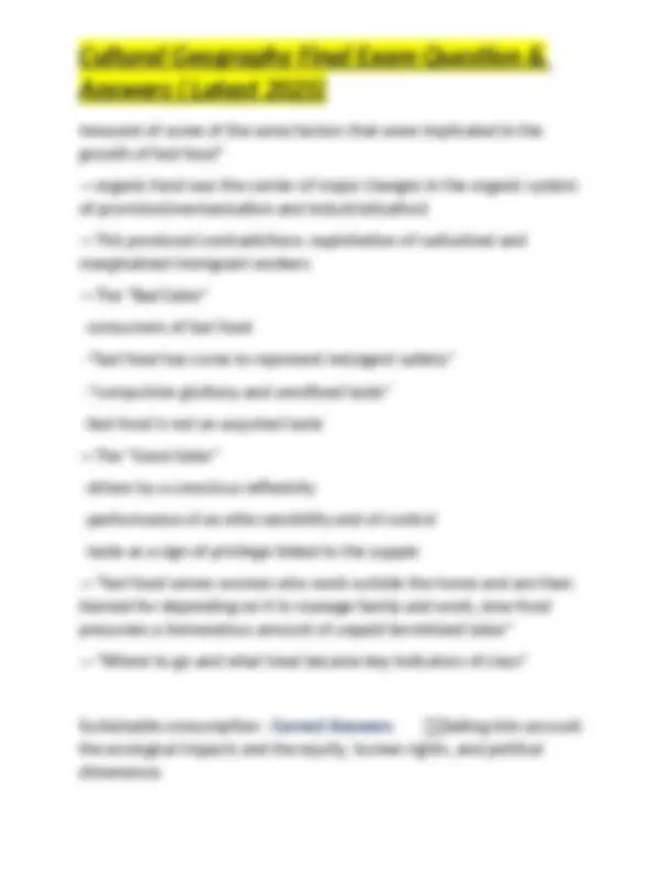 Cultural Geography Final Exam Questions and Answers | Exams Historical ...