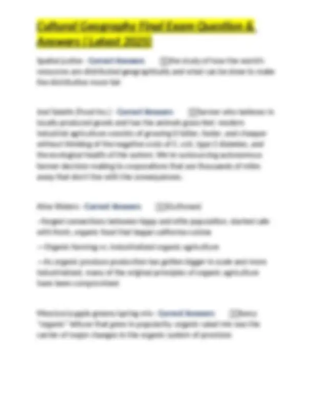 Cultural Geography Final Exam Questions and Answers | Exams Historical ...