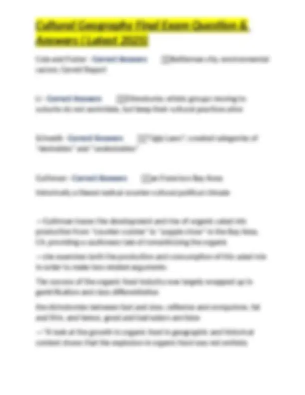 Cultural Geography Final Exam Questions and Answers | Exams Historical ...
