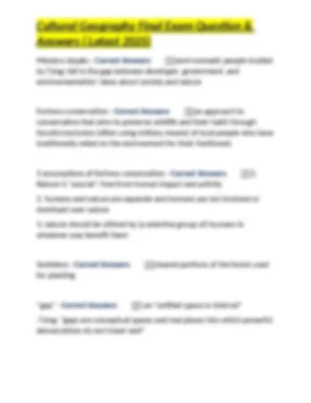 Cultural Geography Final Exam Questions and Answers | Exams Historical ...