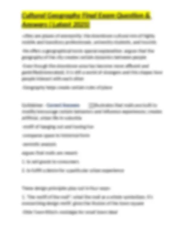 Cultural Geography Final Exam Questions and Answers | Exams Historical ...