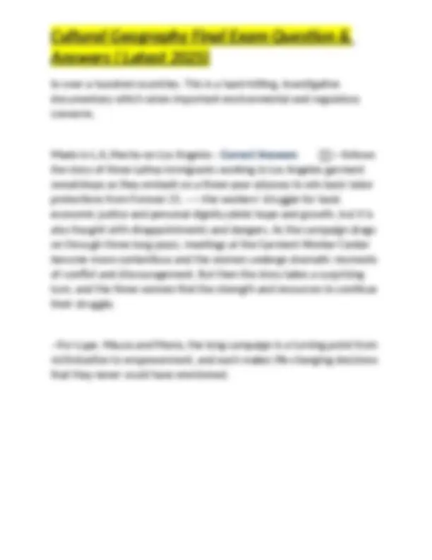 Cultural Geography Final Exam Questions and Answers | Exams Historical ...