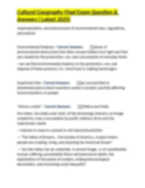 Cultural Geography Final Exam Questions and Answers | Exams Historical ...