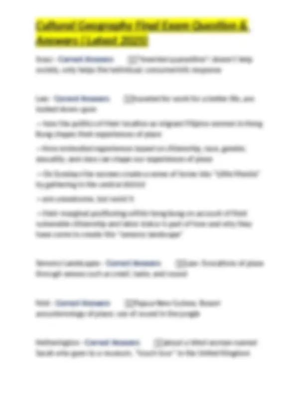 Cultural Geography Final Exam Questions and Answers | Exams Historical ...