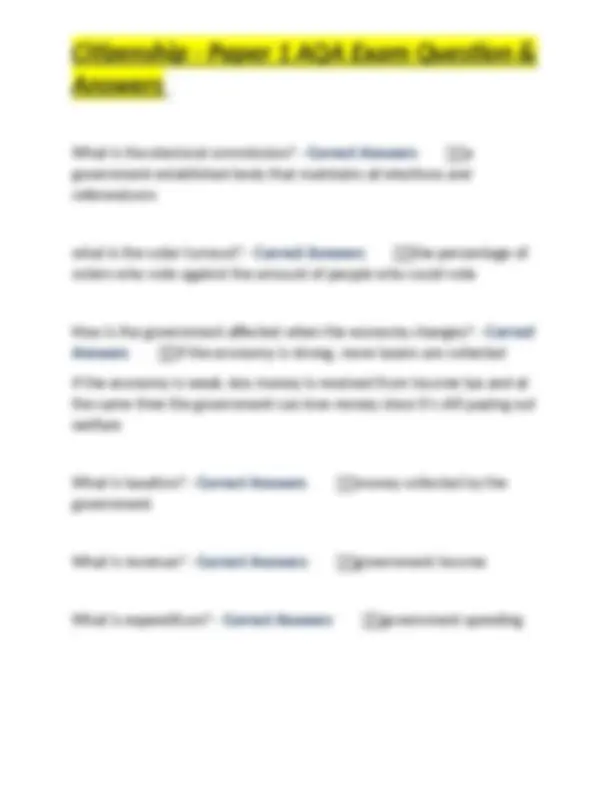 Citizenship - Paper 1 AQA Exam Questions & Answers: UK Citizen ...