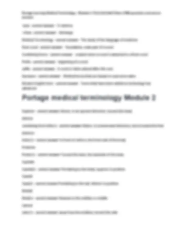 Portage Learning Medical Terminology - Module 1-7(1,2,3,4,5,6&7) 0ver ...