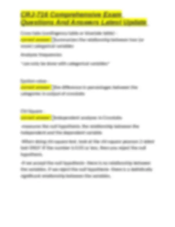 CRJ-716 Comprehensive Exam: Questions and Answers on Data Analysis ...