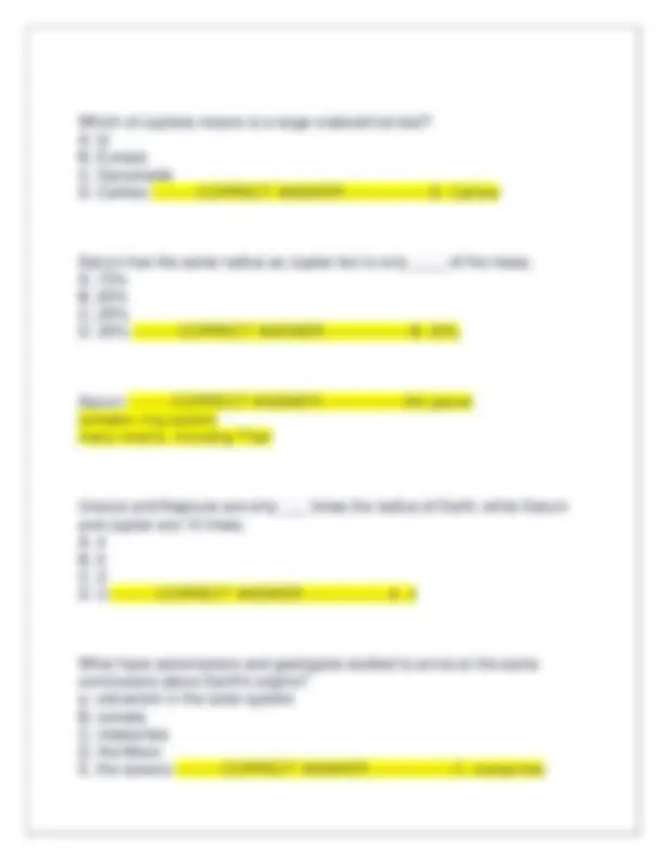 ASTRO 1 EXAM 2: Complete Questions and Answers | Exams Astronomy | Docsity