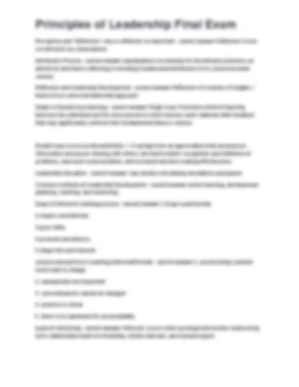 Principles of Leadership Final Exam: Questions and Answers | Exams ...
