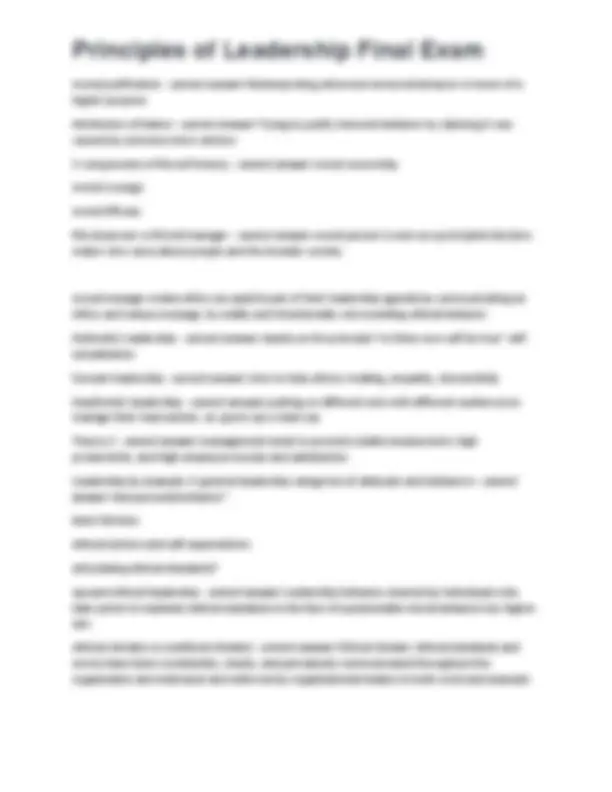 Principles of Leadership Final Exam: Questions and Answers | Exams ...