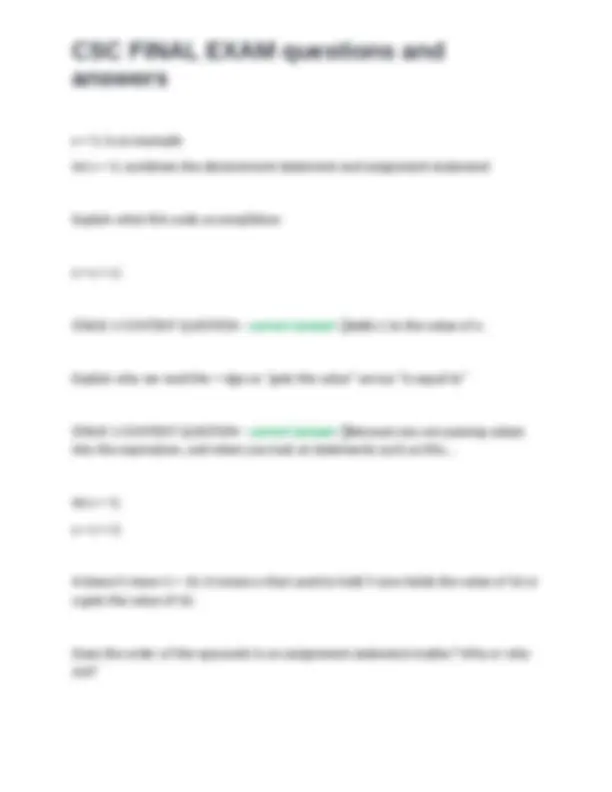 CSC Final Exam Questions and Answers: A Comprehensive Guide to Java Programming Concepts | Exams ...