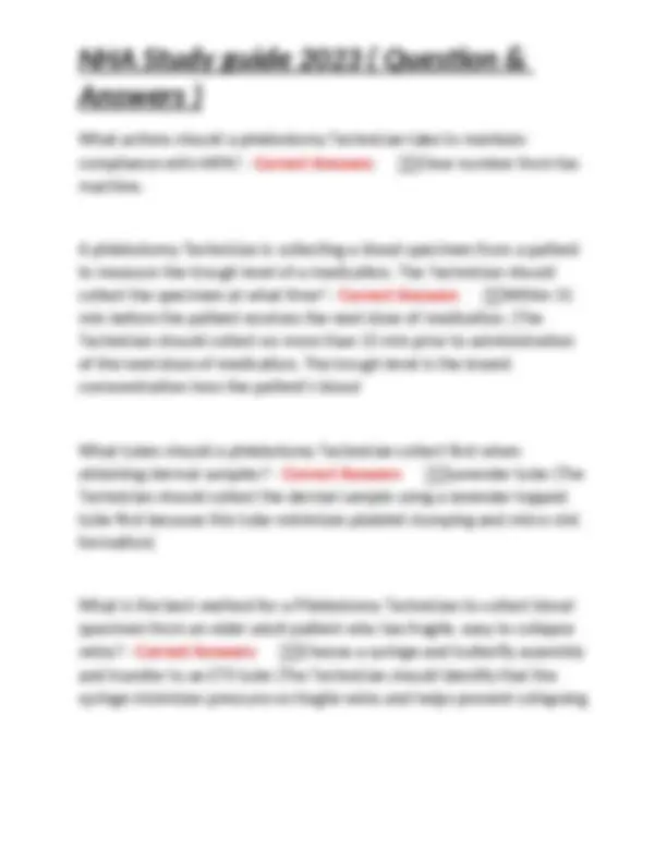 NHA Study Guide 2023: Phlebotomy Questions and Answers | Exams Study of ...