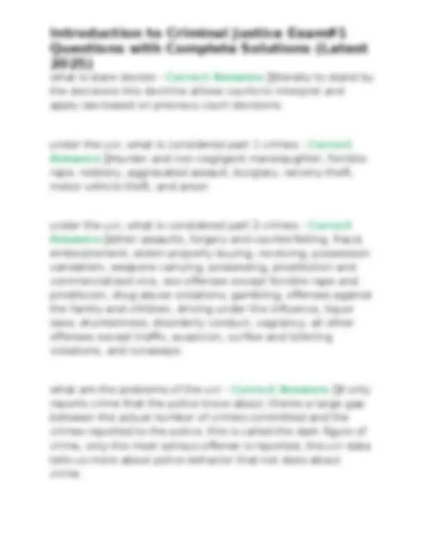 Introduction to Criminal Justice Exam#1: Questions and Answers | Exams ...