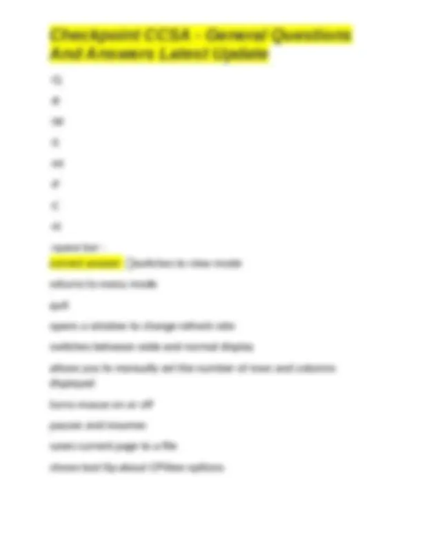 Checkpoint CCSA General Questions and Answers | Exams Engineering | Docsity