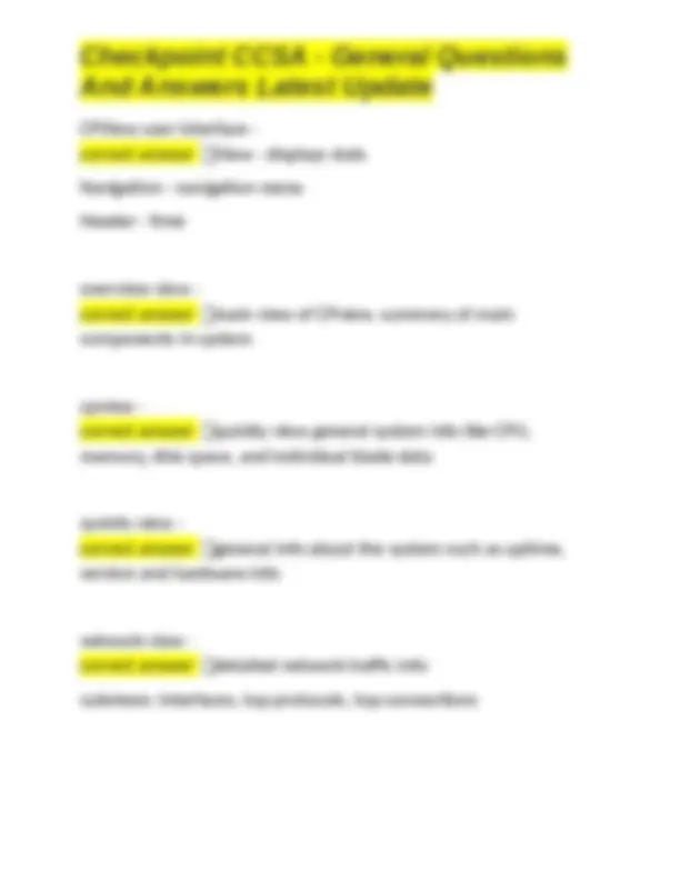 Checkpoint CCSA General Questions and Answers | Exams Engineering | Docsity