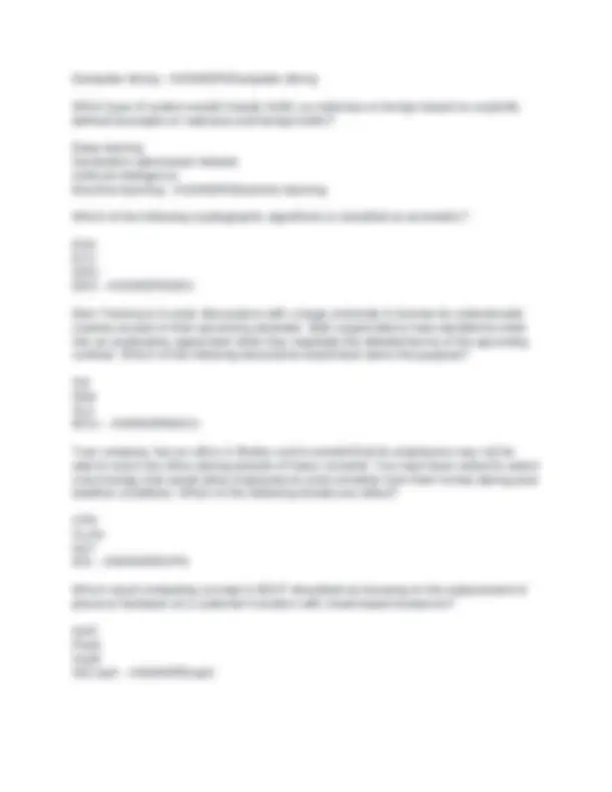 Sec+ Practice Exam #6: Cybersecurity Questions and Answers | Exams Computer Security | Docsity