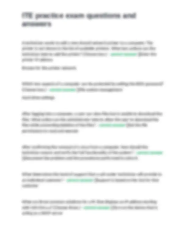 ITE Practice Exam: Computer Hardware & Networking Fundamentals ...