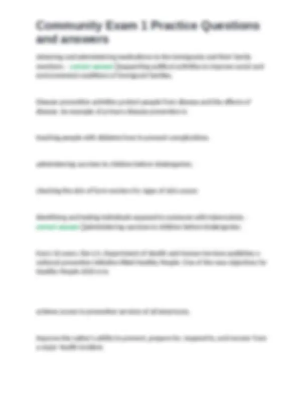 Community Health Nursing Exam 1 Practice Questions and Answers | Exams ...