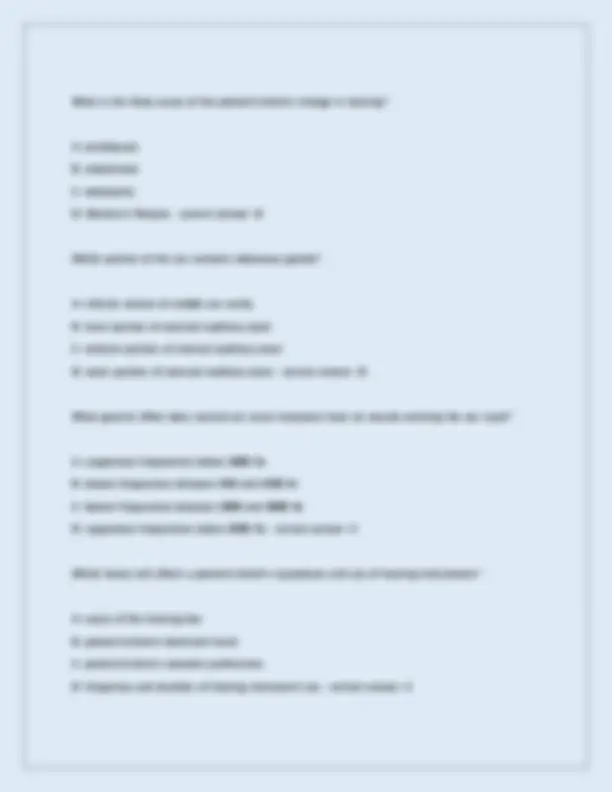 Audiology Practice Questions and Answers | Exams Nursing | Docsity