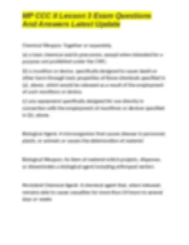 MP CCC II Lesson 3 Exam: Defense Support of Civil Authorities & WMD ...