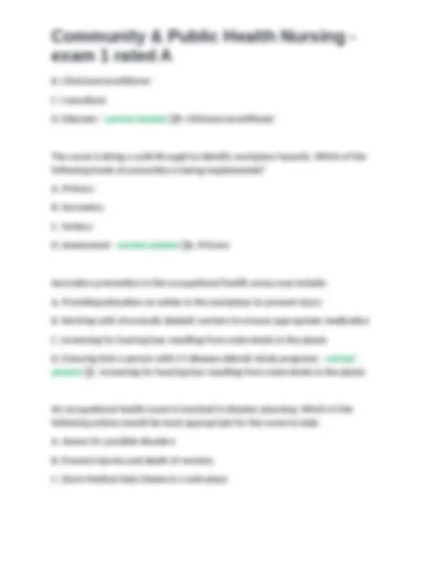 Community & Public Health Nursing Exam 1: Multiple Choice Questions and Answers | Exams Nursing ...