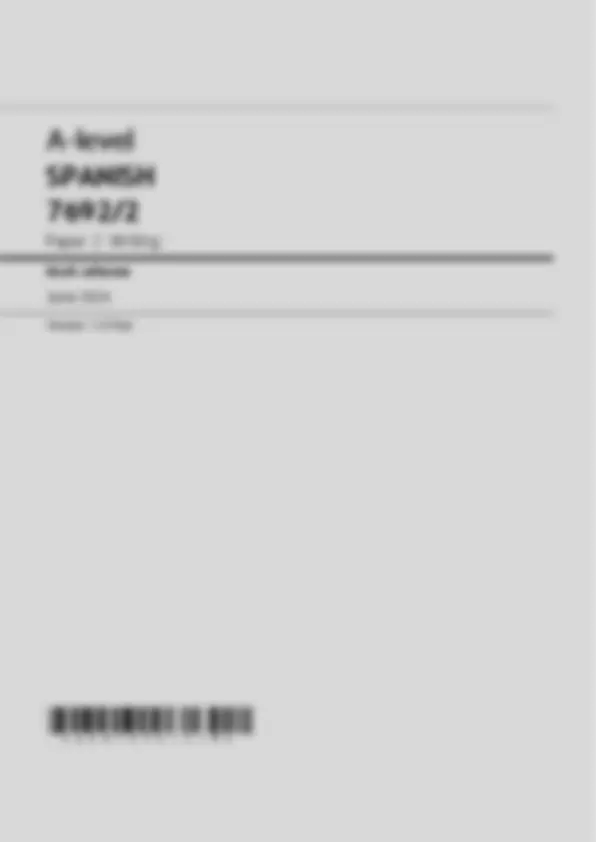 AQA A LEVEL (7692/2) SPANISH PAPER 2: WRITING QUESTION PAPER+ MARK ...